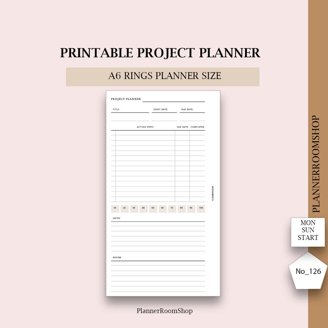 A6 Rings Printable Project Planner, Goals Planning, Productivity ...