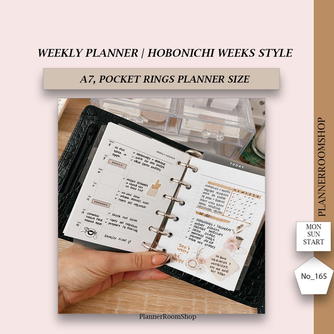 ADHD Printable Weekly Planner, Minimal Hobonichi Style, A7, Pocket Rings Planner Size, ADHD ...