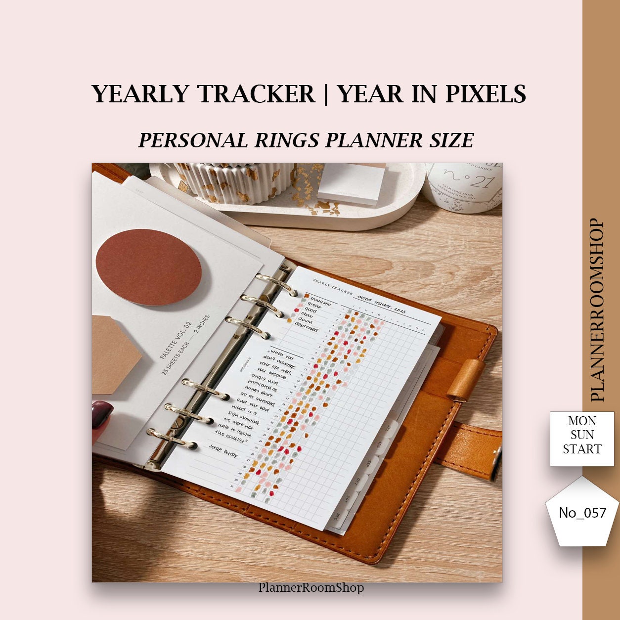 Printable Yearly Planner Tracker, Year in Pixels, Year Overview for ...