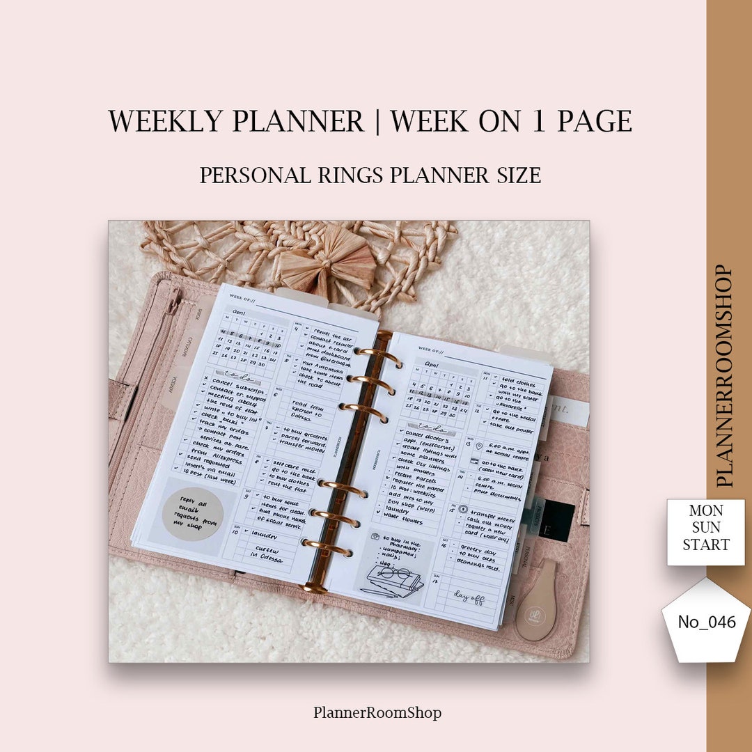 Personal Planner Printables, Simple Weekly Layout Inserts, Digital ...