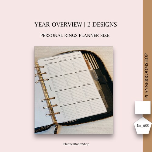 Year Overview Personal Inserts Year at a Glance Monthly - Etsy