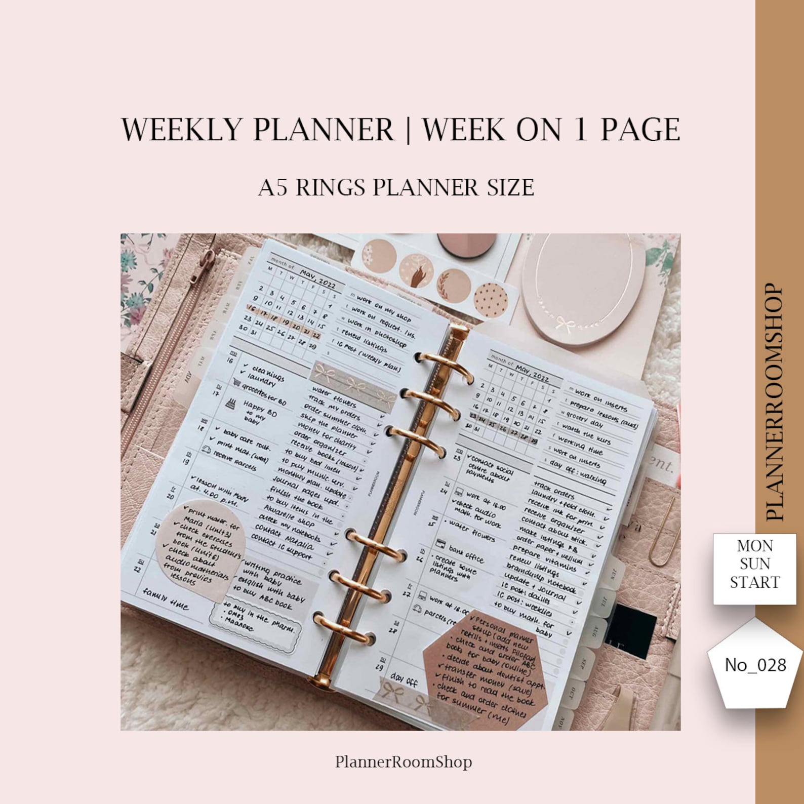 Weekly Planner, Week on 1 Page, Minimalist Weekly, Weekly Template, A5 ...