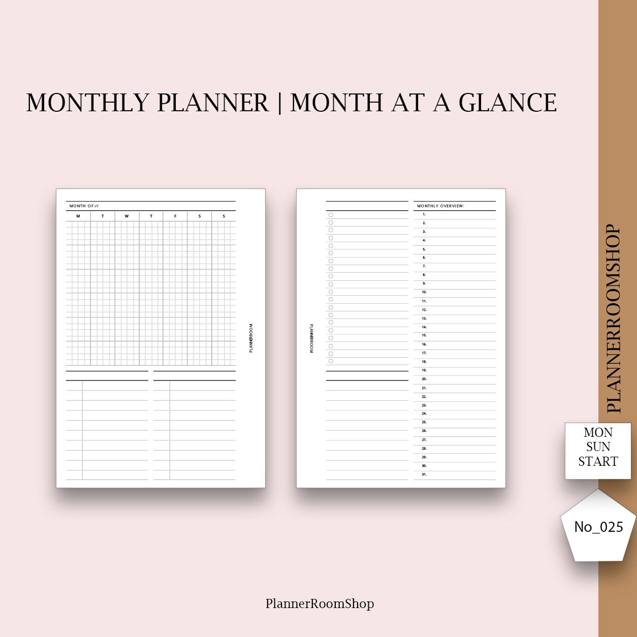 Month on Two Pages, MO2P Pocket Size, Undated Monthly Planner ...