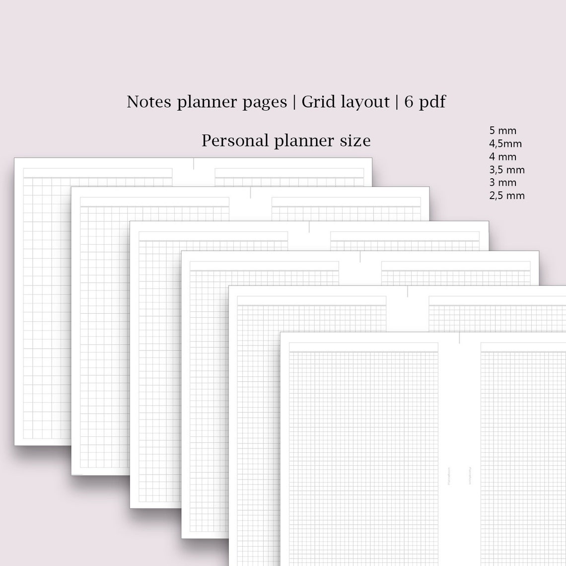 Printable Notes Inserts Personal Planner Size Notes Grid | Etsy