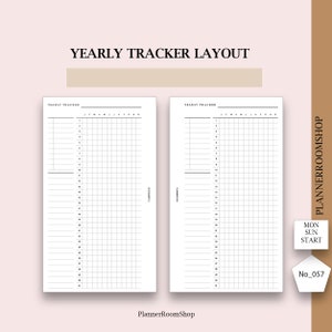 Printable Yearly Planner Tracker, Year in Pixels, Year Overview for ...