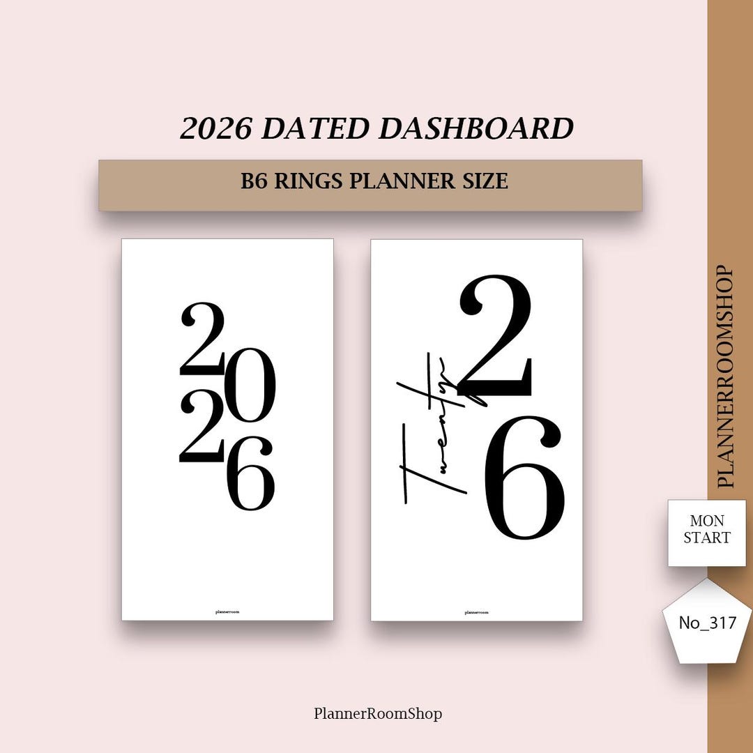 B6 Rings, 2026 Printable Planner Dashboard, Minimal Planner Dashboard ...
