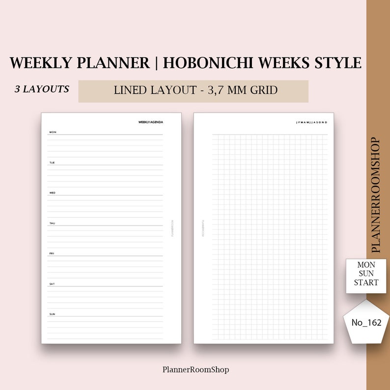 Printable Weekly Planner Inserts for Personal Rings Size, Hobonichi ...