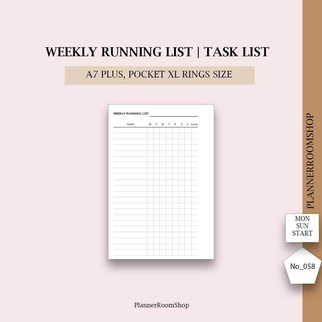 Daily Routine Insert, Weekly Brain Dump Printable for Pocket Plus ...