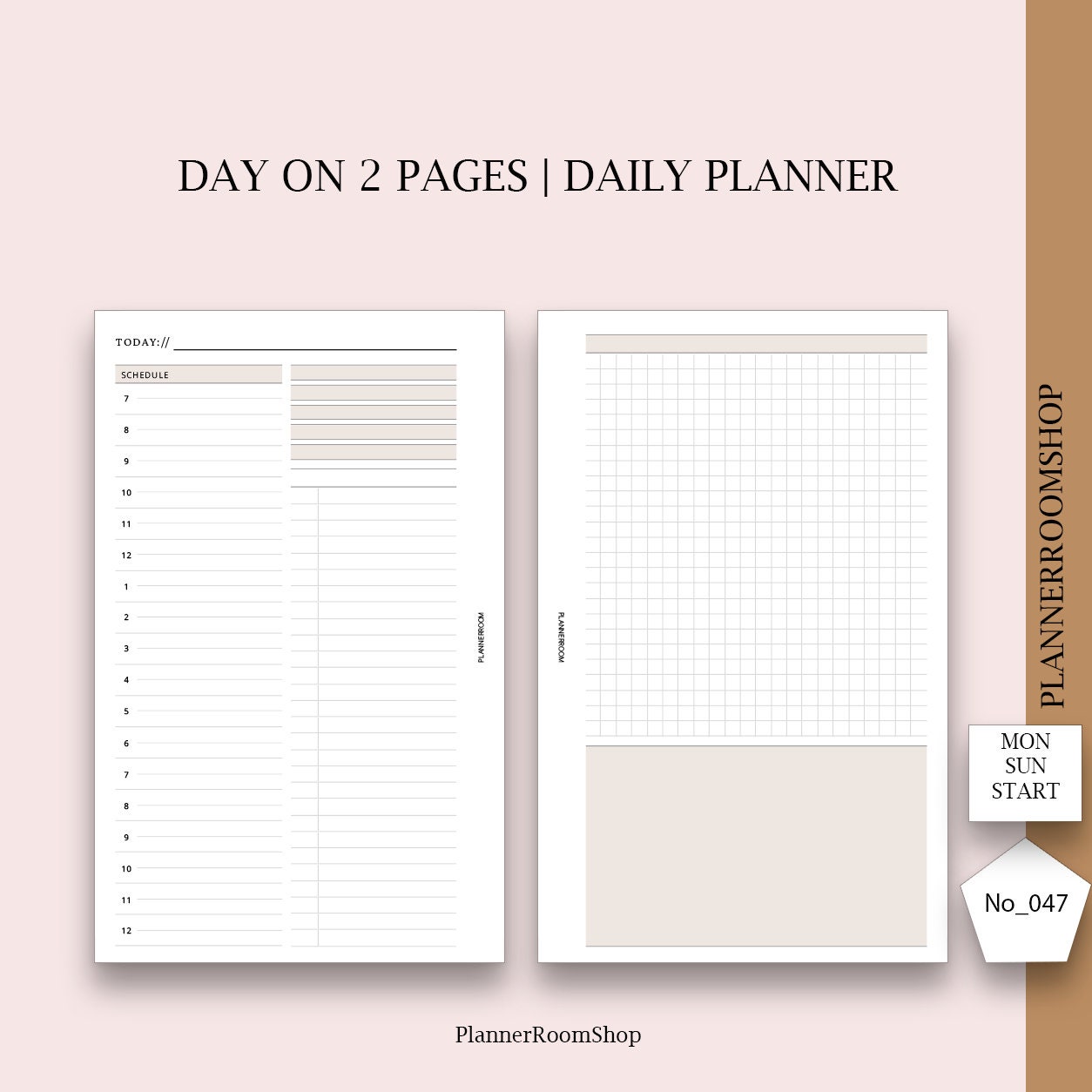 Calendars & Planners Day Planner Timed Schedule Undated Day On 2 Pages ...
