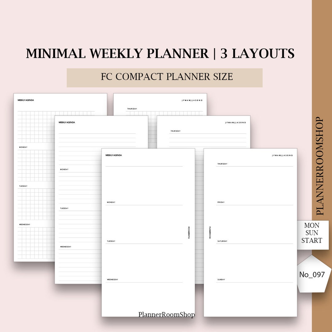 FC Compact, Franclin Covey Compact Printable Planner Inserts, Minimal ...