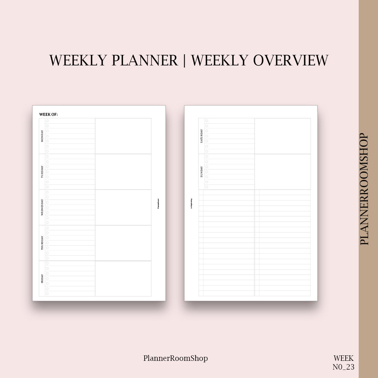 A5 Size Minimalist Weekly Overview Weekly Planner Template | Etsy