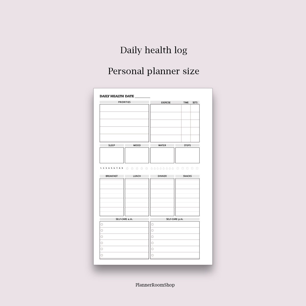 Daily Health Tracker Printable Personal Planner Size | Etsy Canada