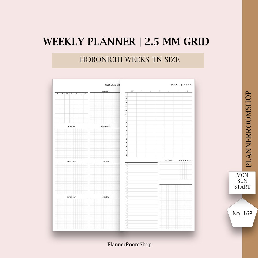 Printable Weekly Planner, 2.5 Mm Grid Layout, Hobonichi Weeks TN ...
