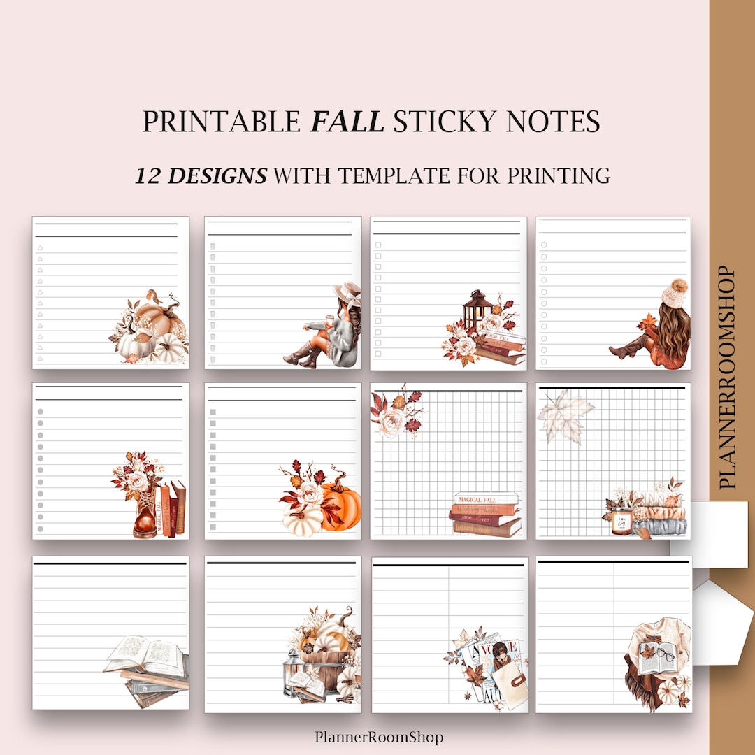 Sticky Notes, Printable Fall Sticky Decor Template, Printable Autumn ...