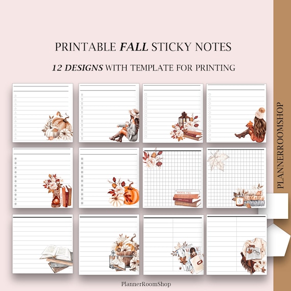 Sticky Notes Printable Fall Sticky Decor Template Printable - Etsy UK