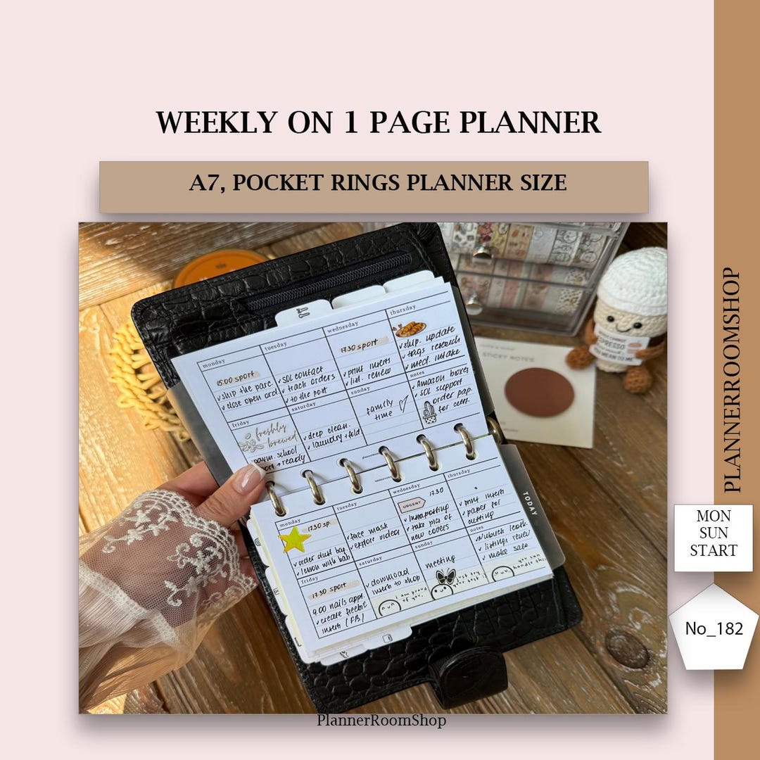 Week on 1 Page, Printable WO1P Planner, 1 Page Weekly Template, Week at ...