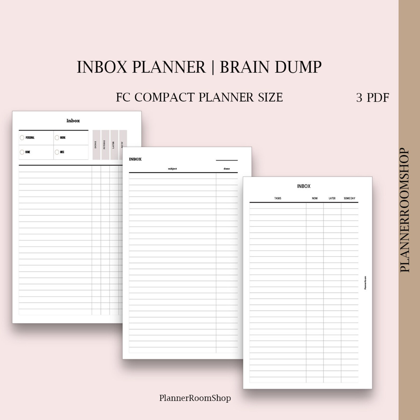 Printable Inbox FC Compact size Inbox Insert Inbox Tracker | Etsy