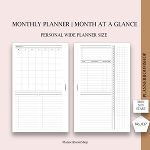 Personal Wide Monthly Calendar, Month on 2 Pages Planner, Monthly ...