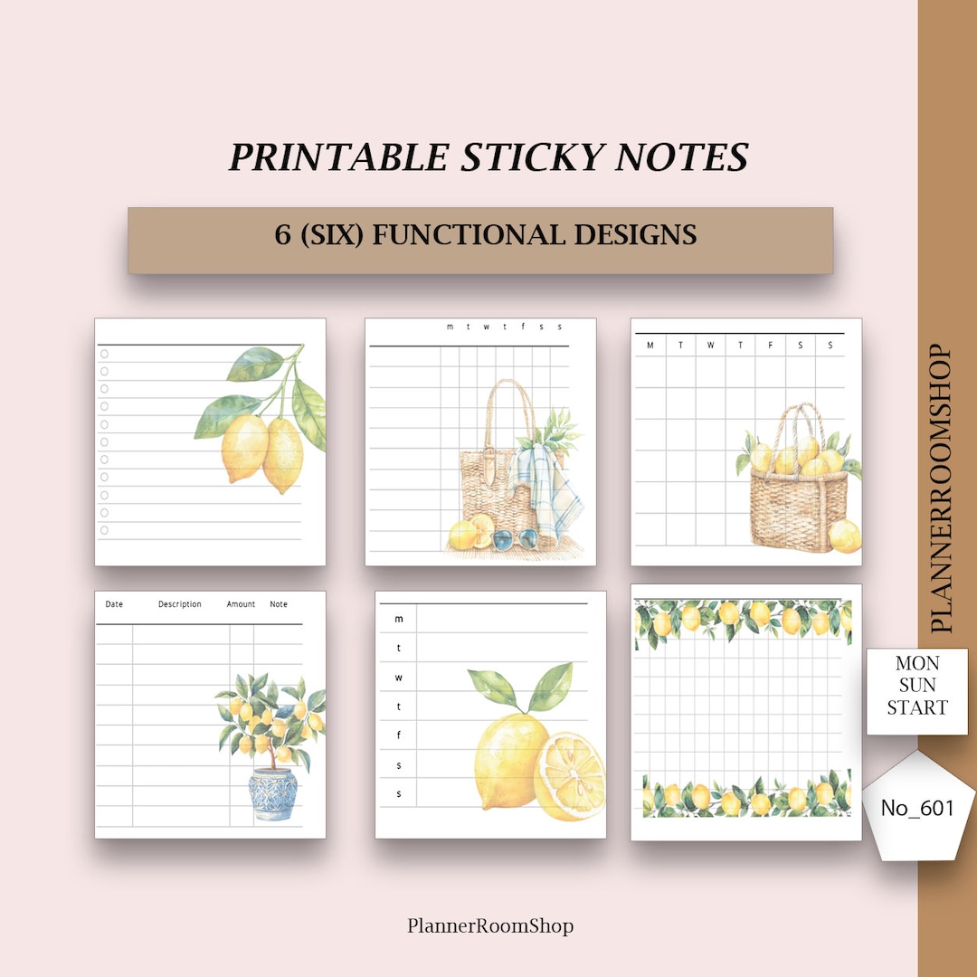 Printable Planning Sticky Notes With Deco, Template Sticky Notes, PDF ...