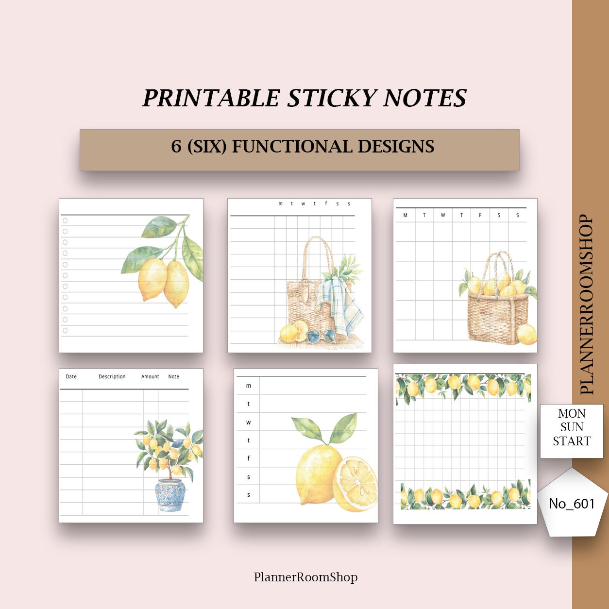 Printable Planning Sticky Notes With Deco, Template Sticky Notes, PDF ...