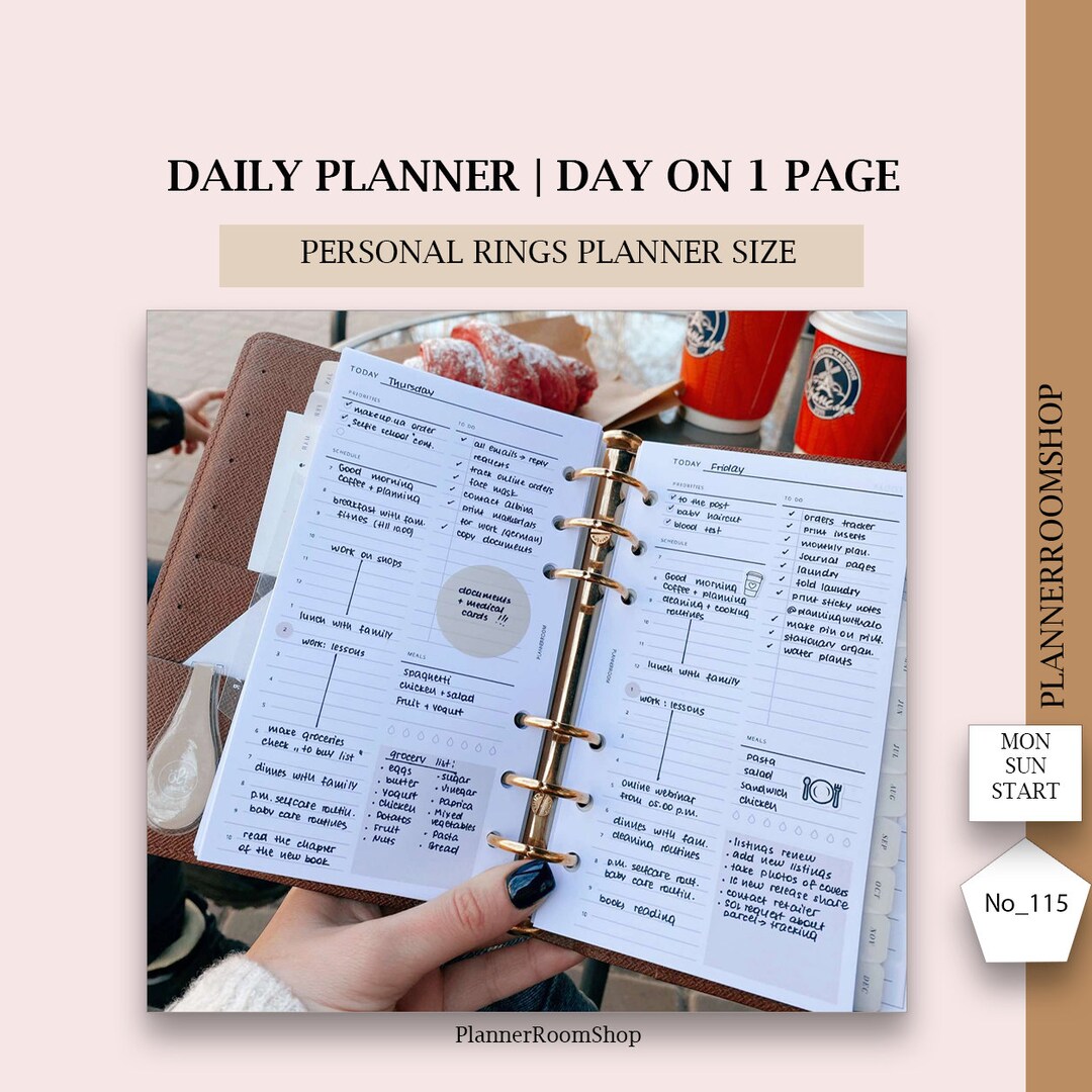 Printable Daily Planner Personal Planner Size Daily Schedule - Etsy