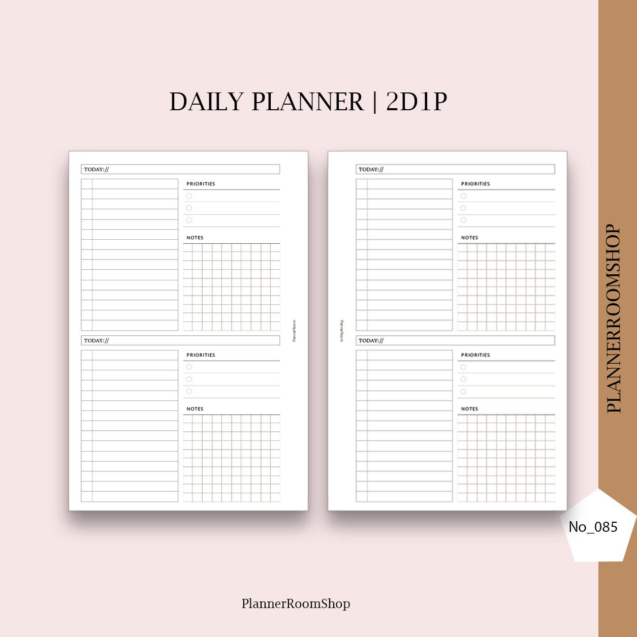 Two Days on One Page Planner, Personal Planner Printables Inserts ...