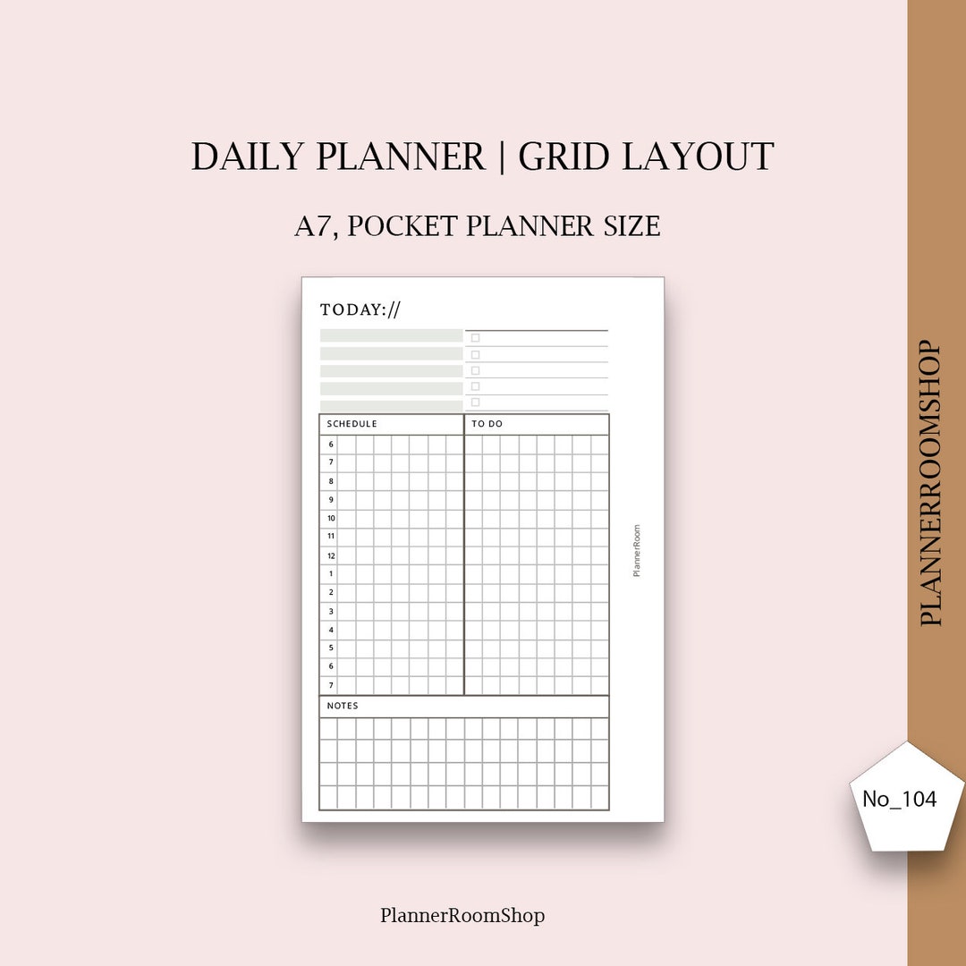 Daily Printable Planner, A7, Pocket Inserts, Daily Schedule, Daily ...