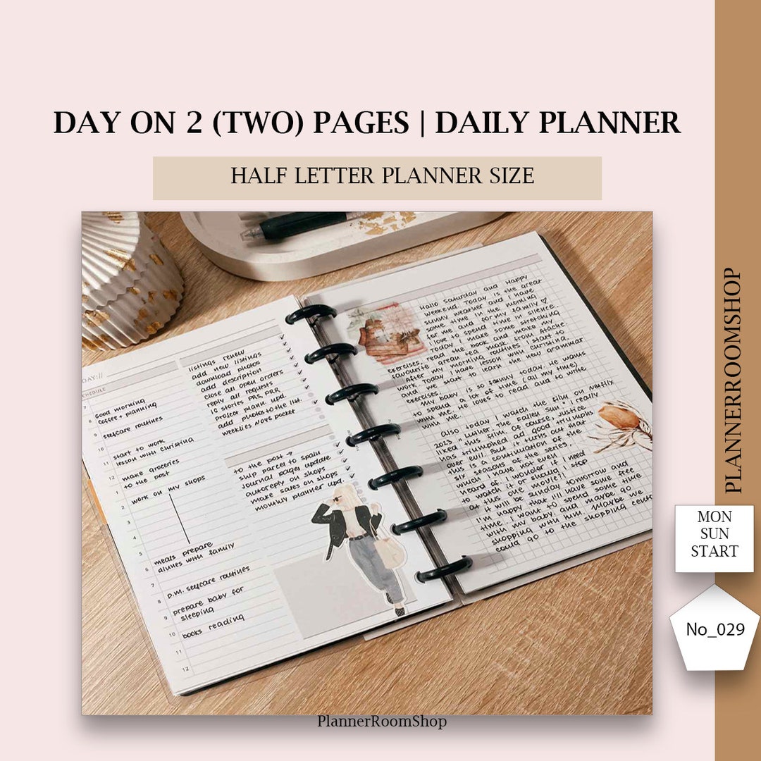 Half Letter Planner Inserts Printable, Daily Dashboard Insert, Half ...