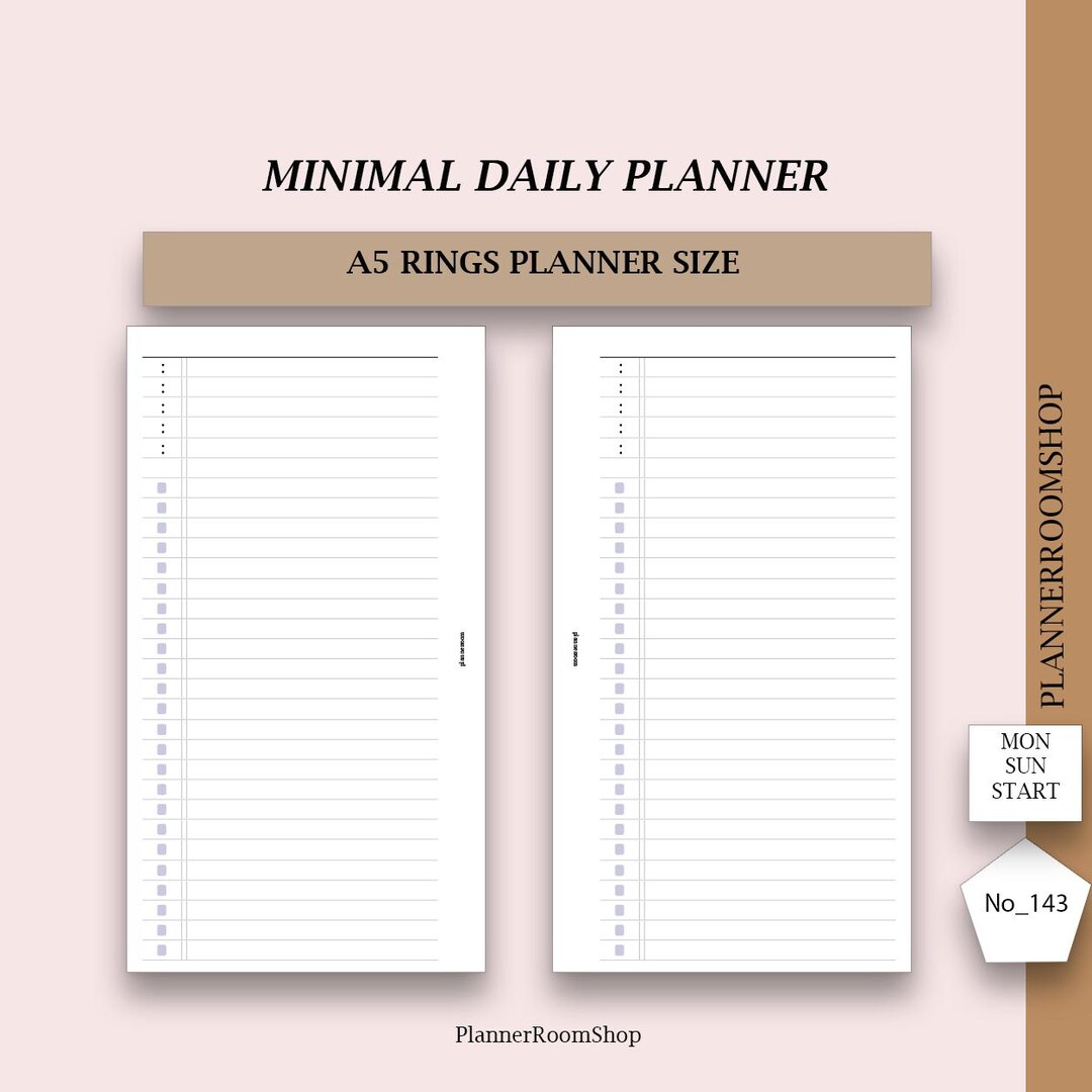 A5 Rings, Minimal Daily Planner Printable, to Do List Insert, Simple ...