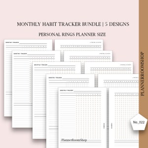 Personal Rings Planner, Printable Monthly Habit Tracker Bundle, Goals ...