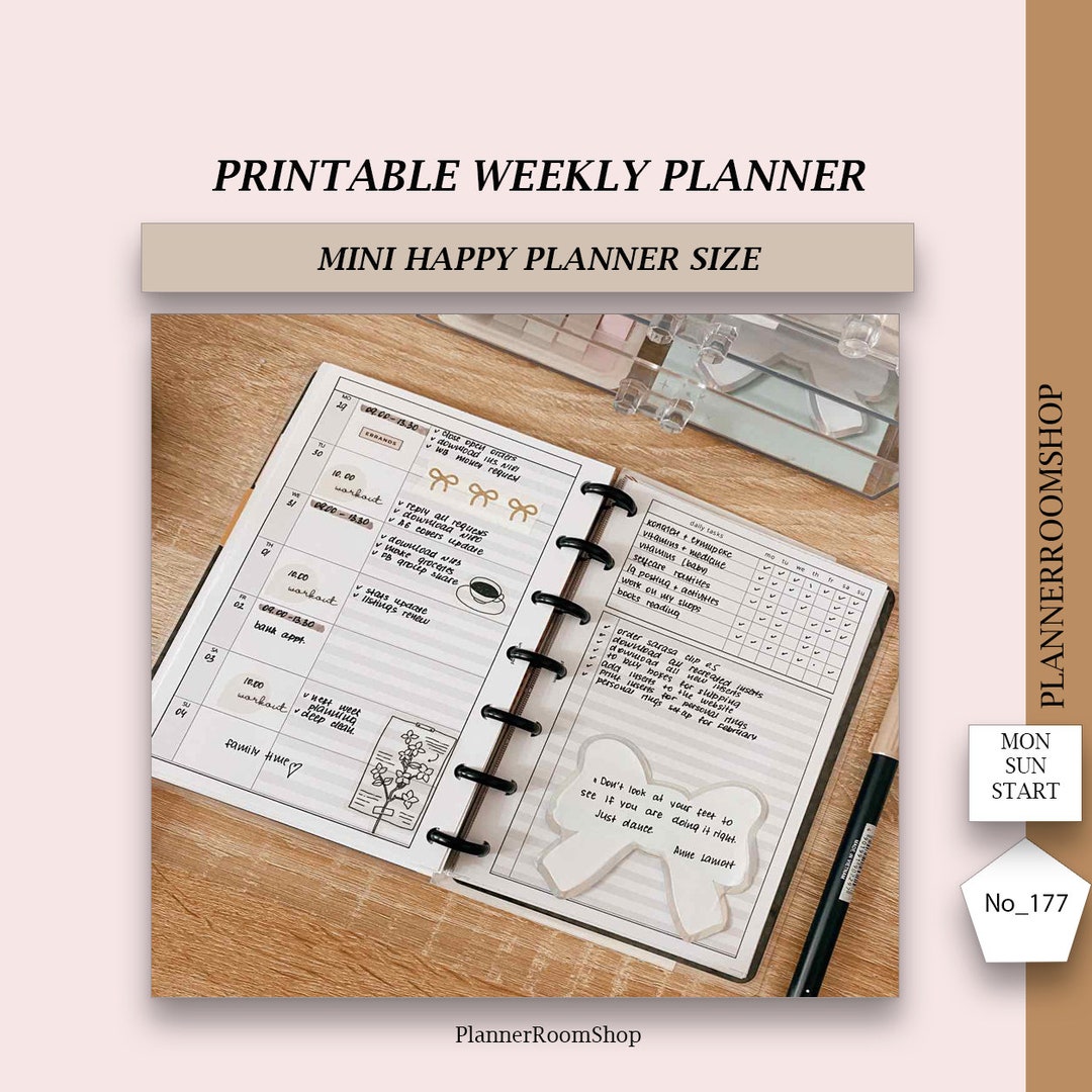 Printable ADHD Weekly Planner Adult, Hobonichi Weeks Style, Week at a ...