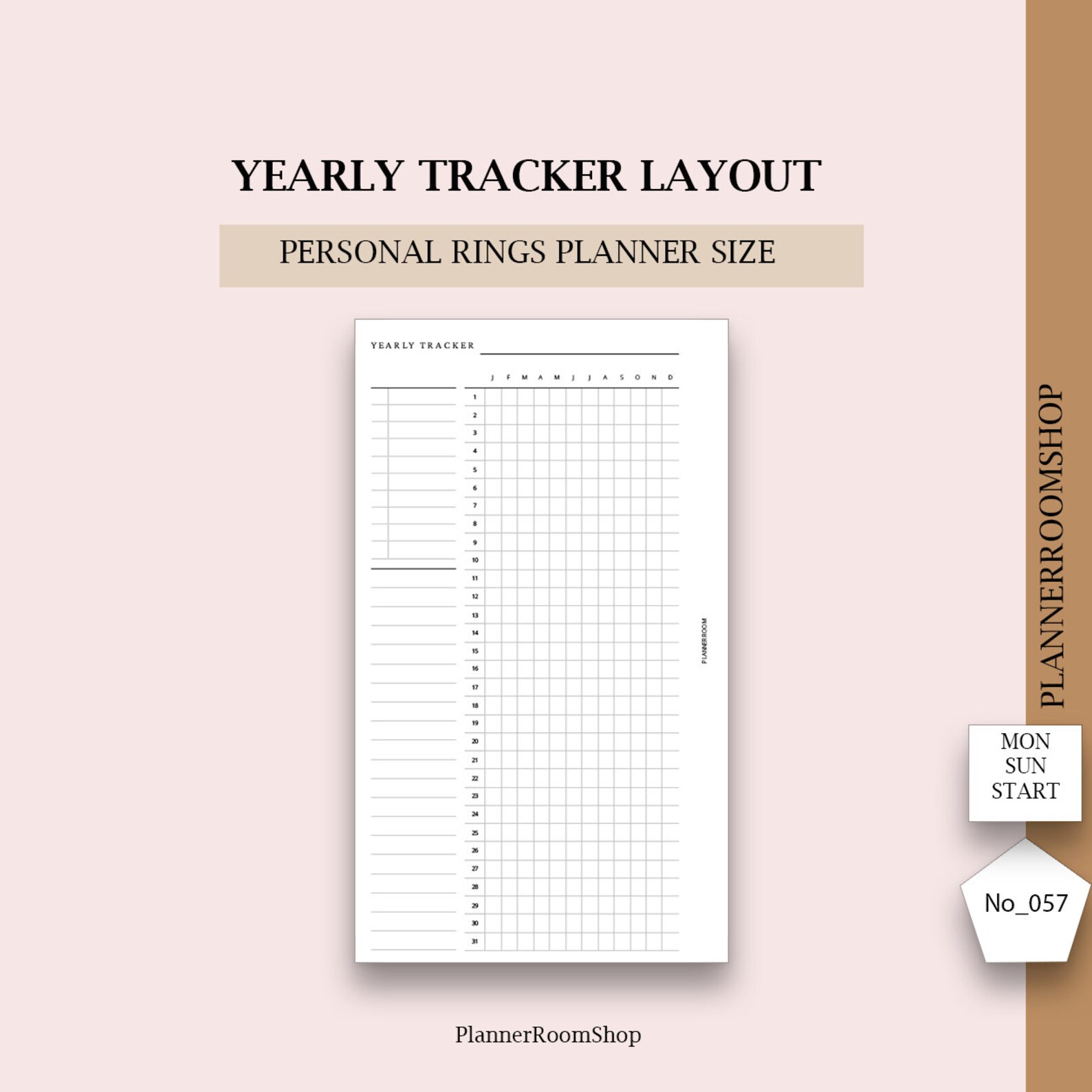 Printable Yearly Planner Tracker, Year in Pixels, Year Overview for ...
