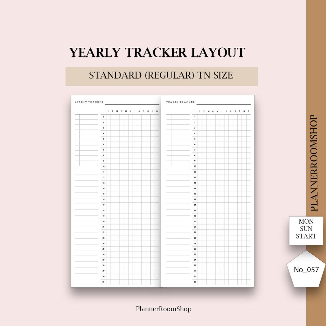 Printable Yearly Planner Tracker, Year in Pixels, Year Overview for ...