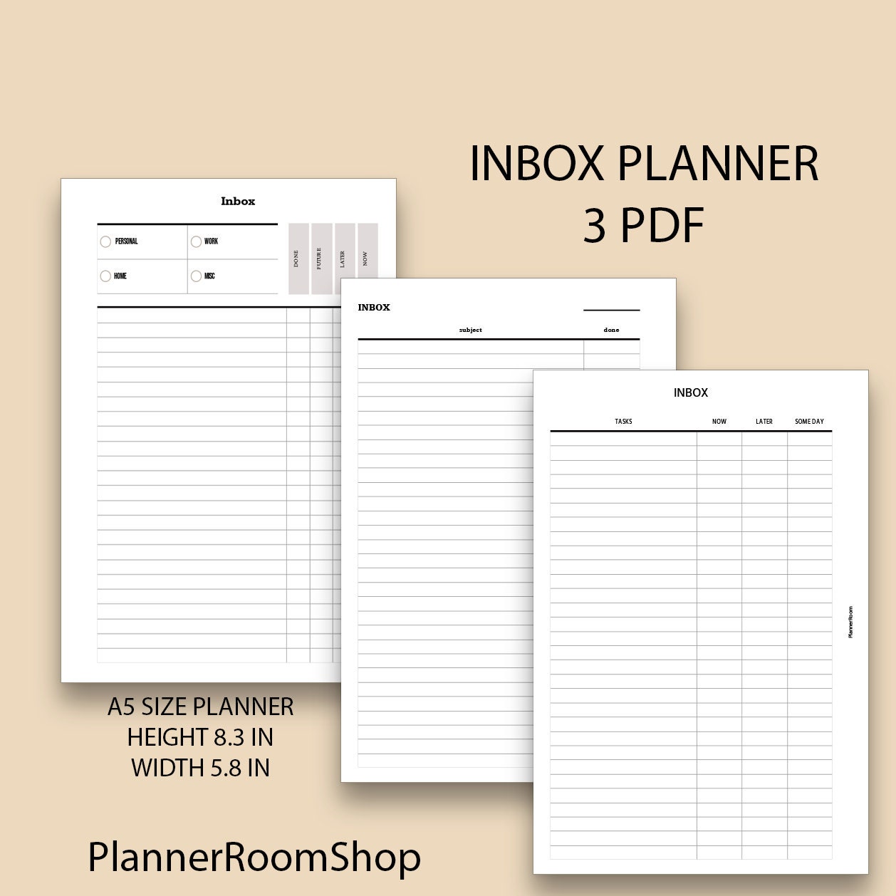 Printable Inbox A5 size Inbox Insert Inbox Tracker Insert To | Etsy