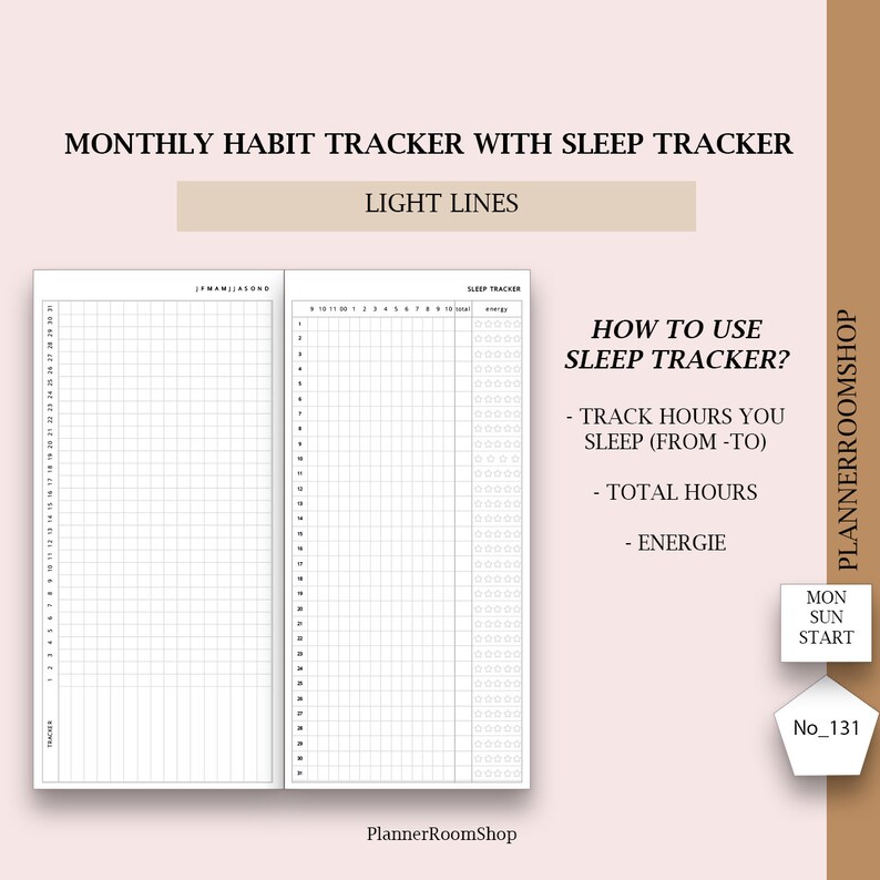 Hobonichi Weeks TN Printable Monthly Habit Tracker With Sleep - Etsy
