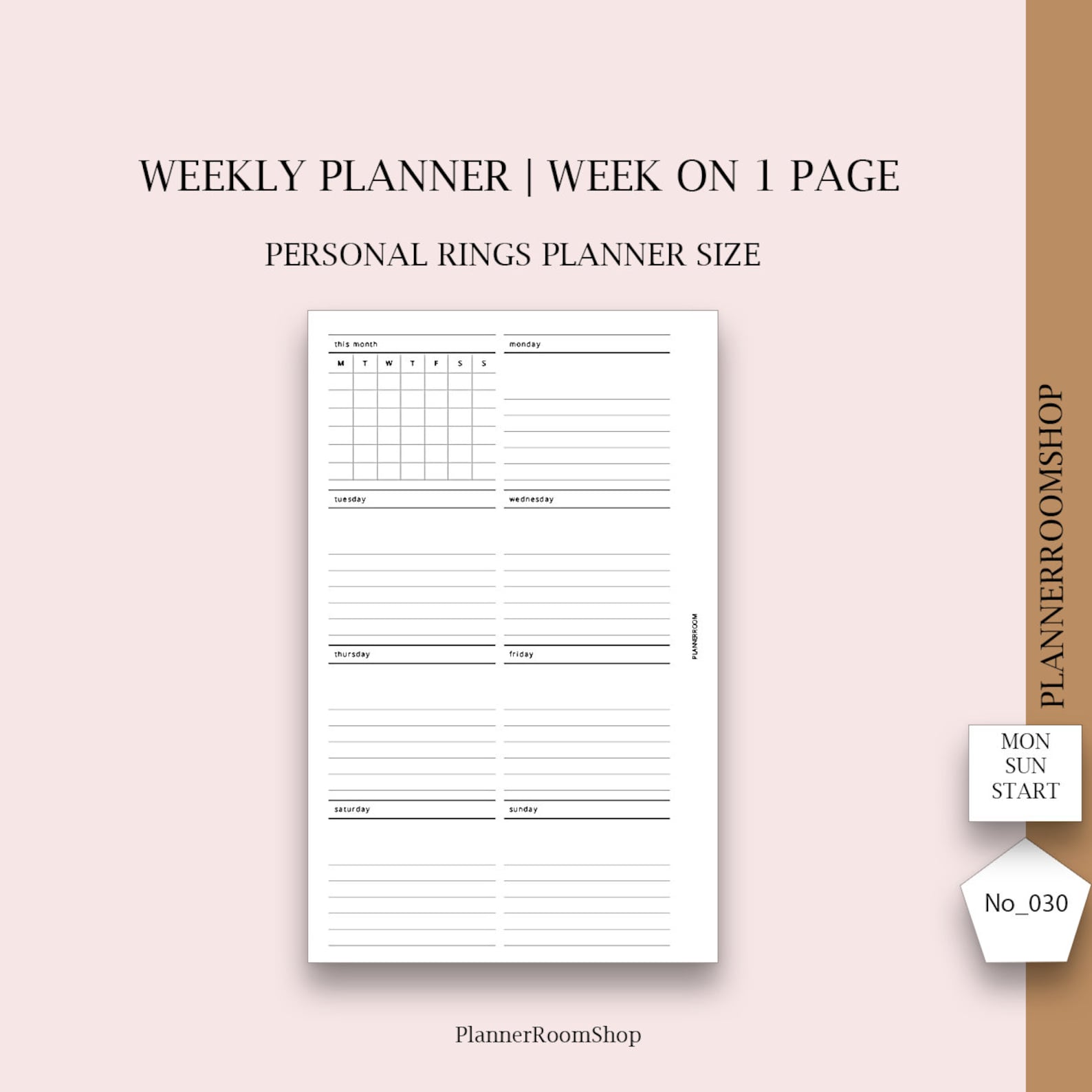 Printable Weekly Planner Week at a Glance Personal Weekly - Etsy