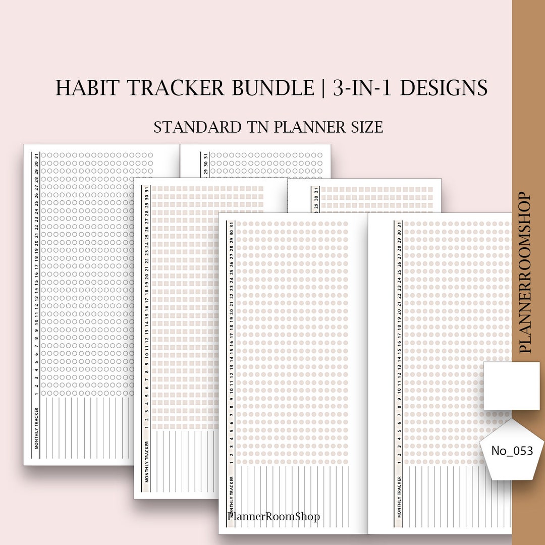 Standard TN, Printable Planner, Circle Habit Tracker Bundle, Planner ...