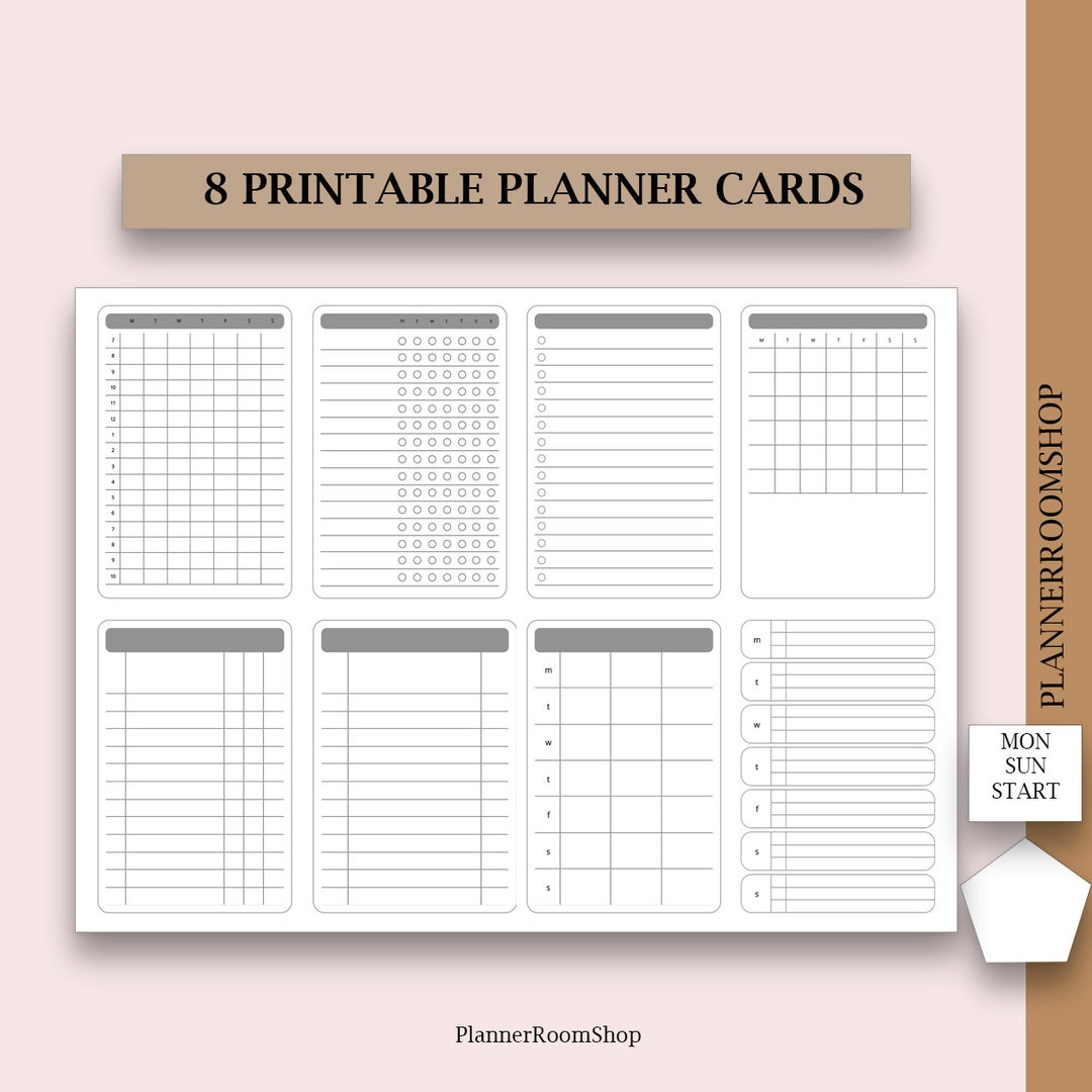Printable Planner Cards, Meals Planner, Weekly Schedule, Weekly Habit ...