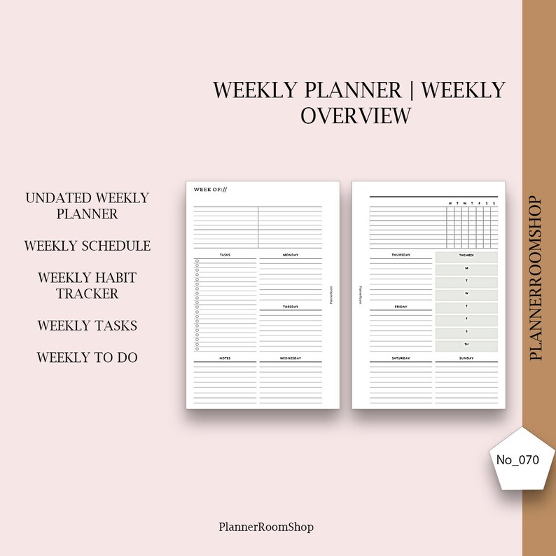 Week on Two Pages Printables for A5 Rings Planner Size | Etsy
