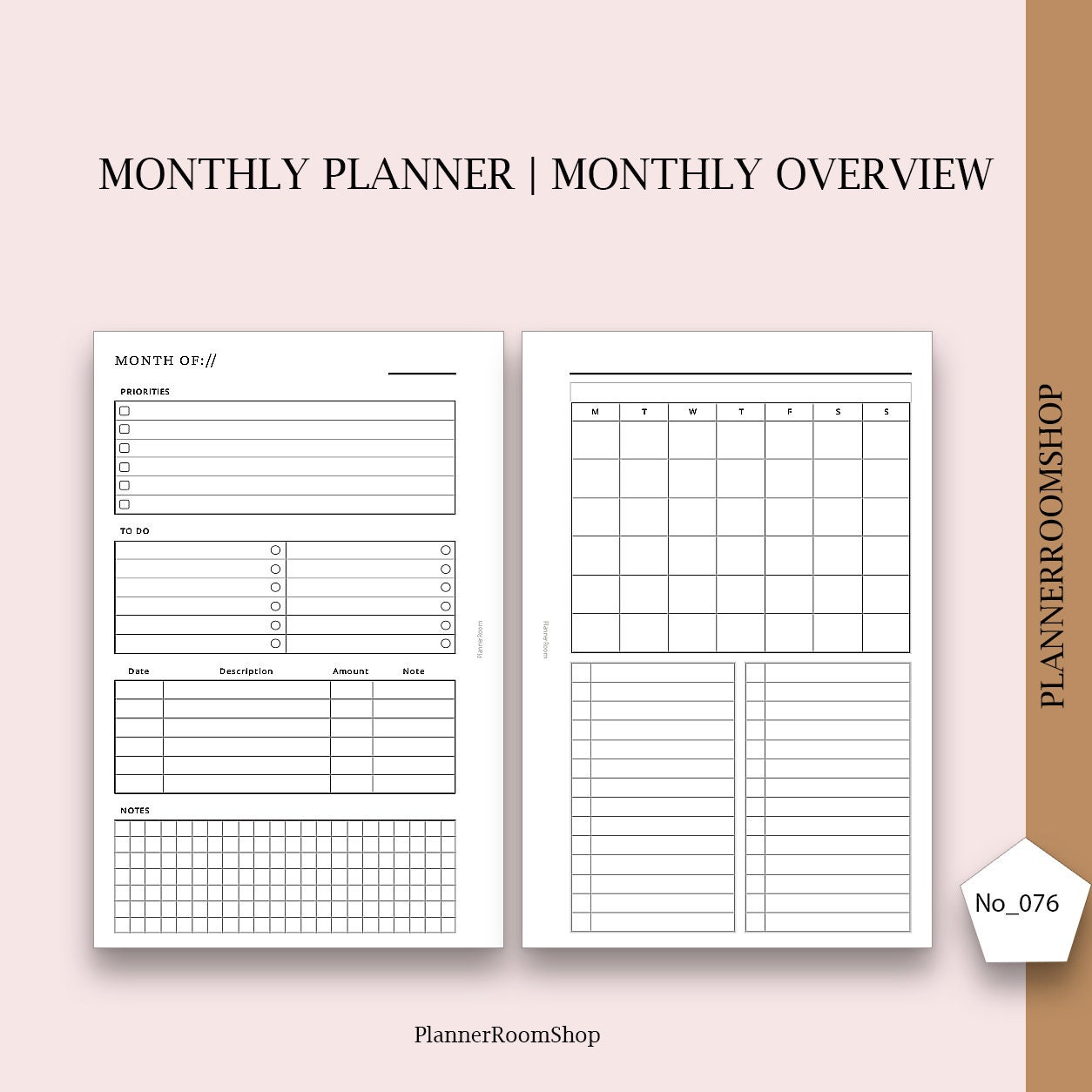 Monthly Planner Printable Personal Planner Inserts Agenda | Etsy