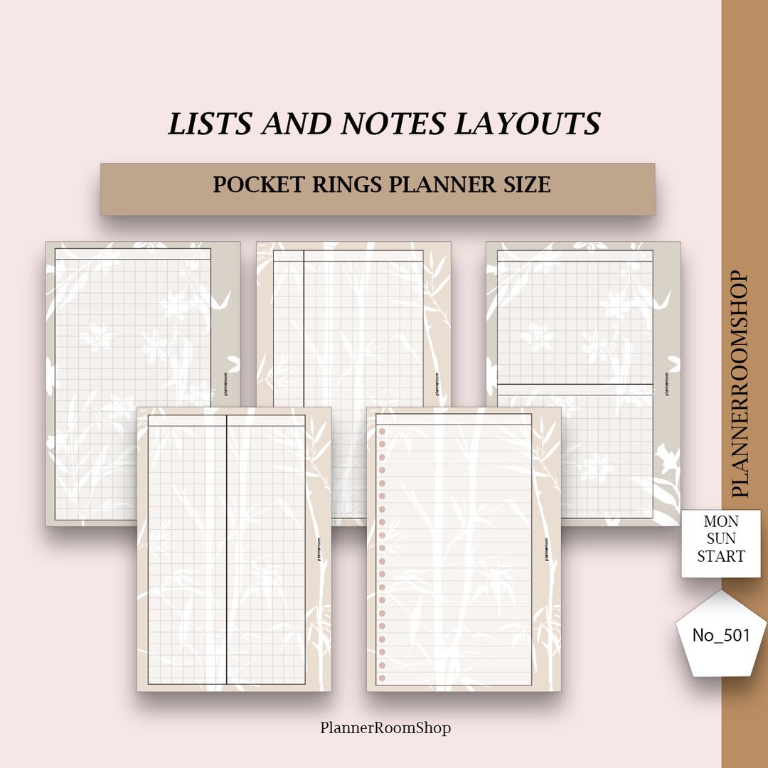 Lists and Notes Printable Planner Inserts, Aesthetic Floral Layouts ...