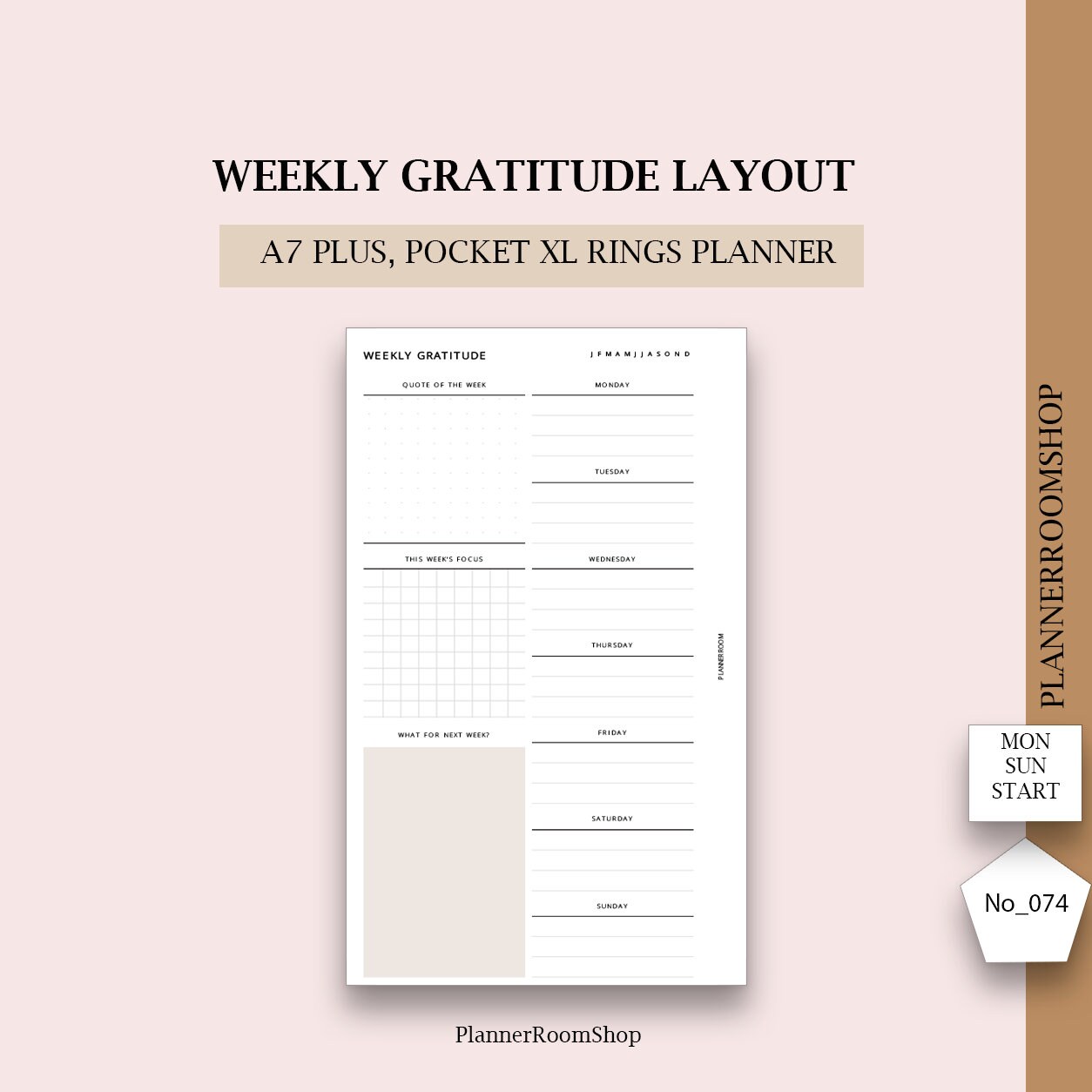 Weekly Gratitude Journal for A7 Plus Pocket XL Planner - Etsy