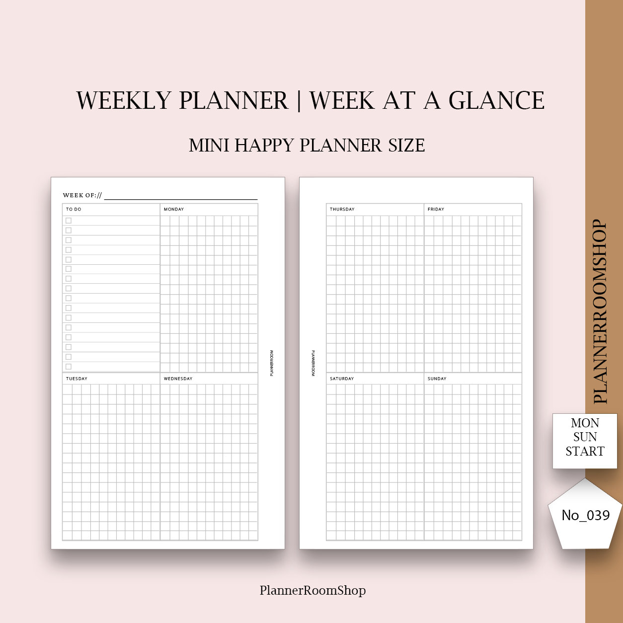 Happy Planner Mini Simple Weekly Layout Week on 2 Pages - Etsy