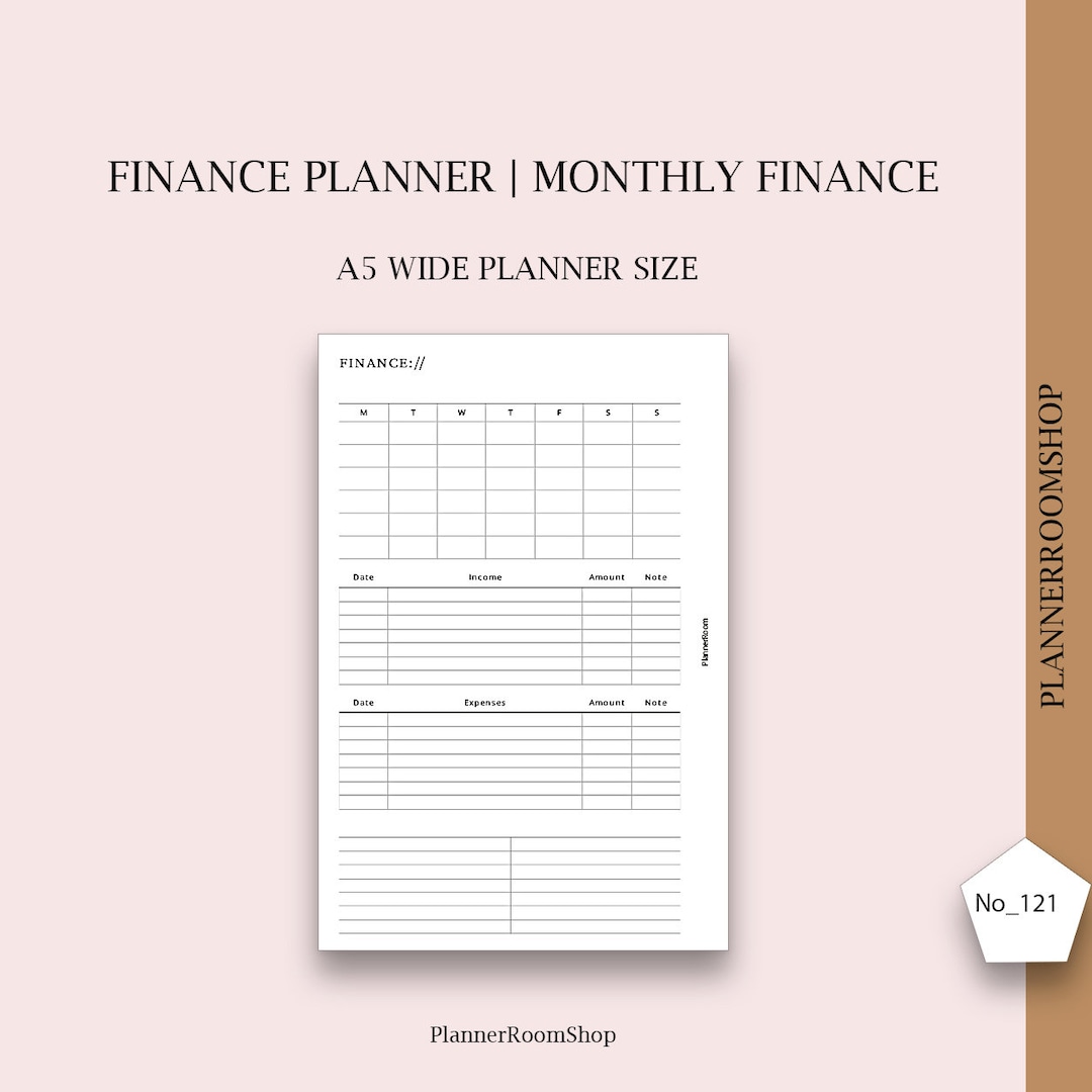 Financial Planner Inserts, Budget Planner, A5 Wide Size, Finance ...