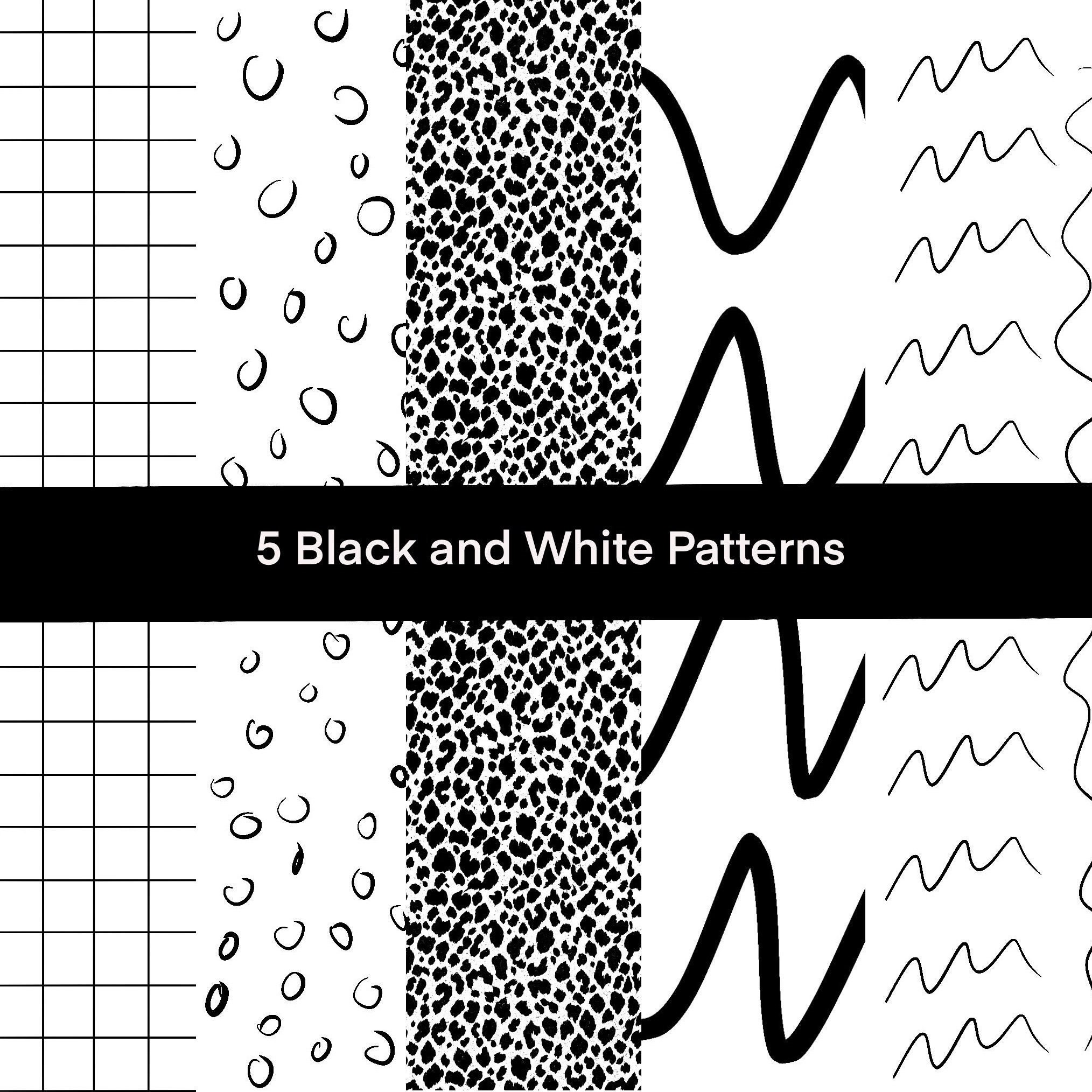 5 Simple Black and White Digital Download Patterns - Etsy