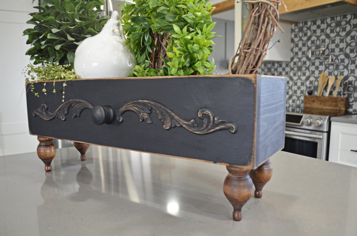 Decorative Farmhouse Box...farmhouse Caddy...xl Black Box - Etsy