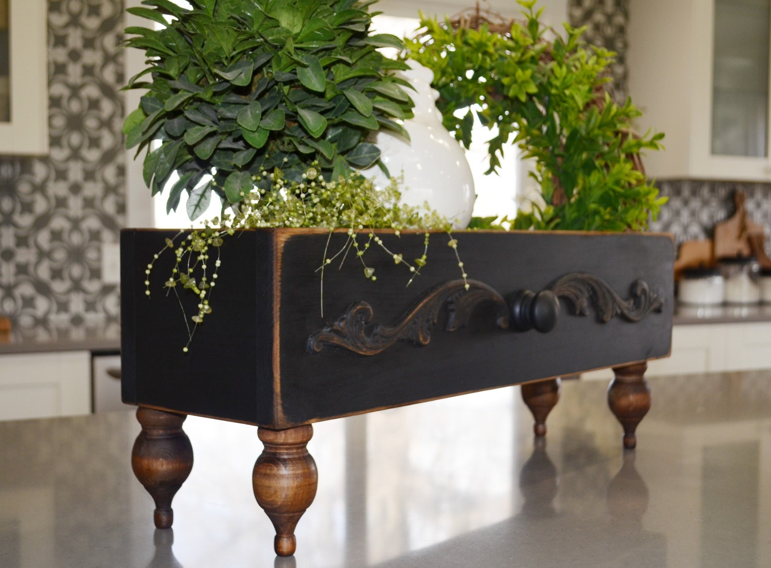 Decorative Farmhouse Box...farmhouse Caddy...xl Black Box Riser...tall ...