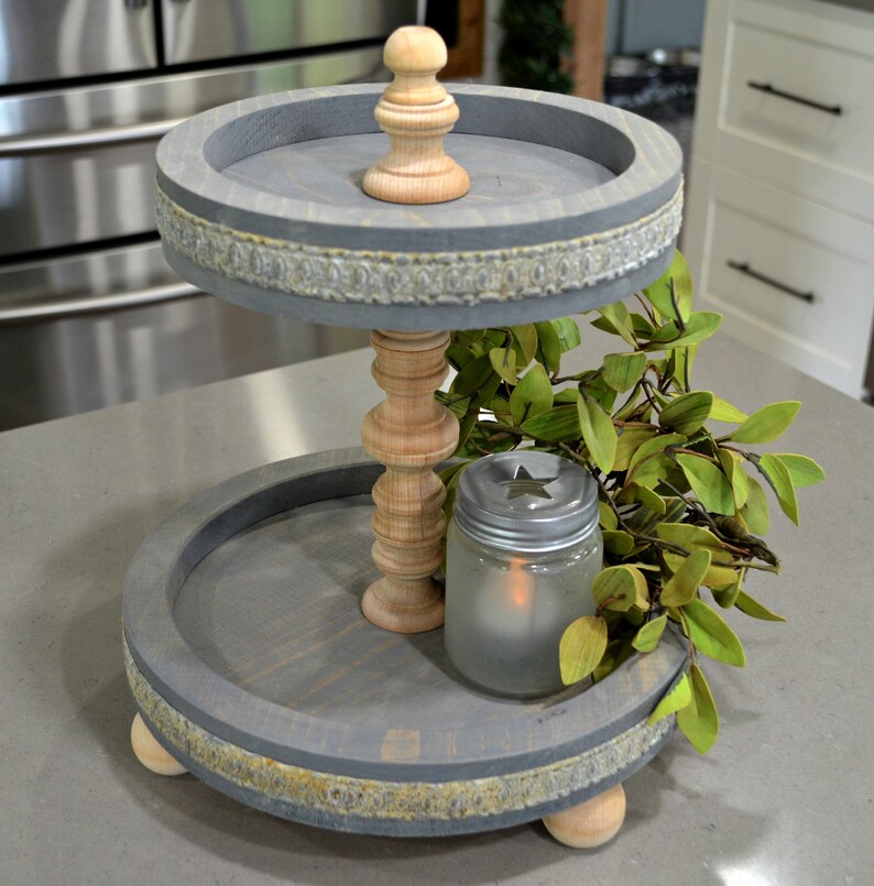Farmhouse Tray...double Tiered Tray...farmhouse Wood - Etsy