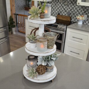 White Farmhouse Three Tiered Tray...triple Riser...farmhouse Tray ...