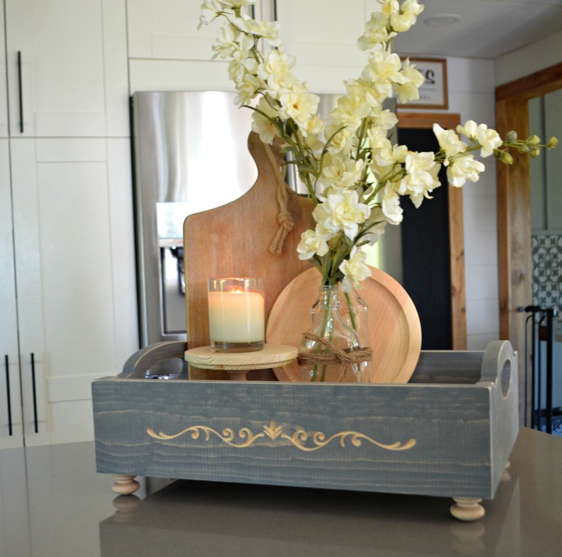 Extra Large Gray Farmhouse Caddy...wood Tray...farmhouse | Etsy